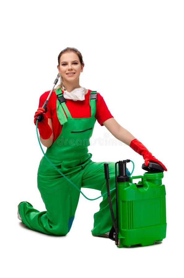 The Female Pest Control Contractor Isolated on White Stock Image ...