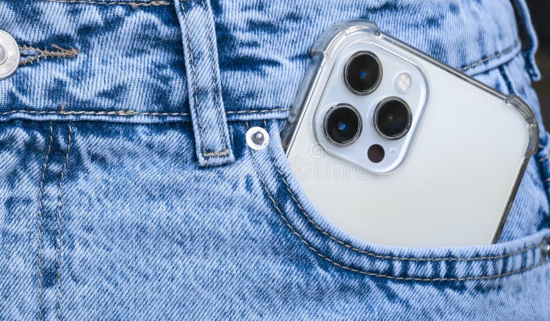 Female Phone in Pocket, Macro Stock Image - Image of pocket, girl ...