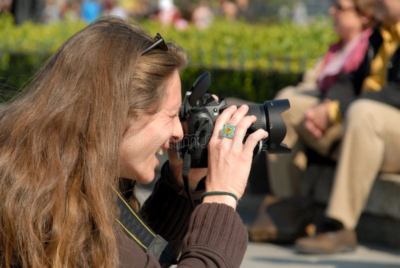 Female photographer stock image. Image of haired, glasses - 2269533