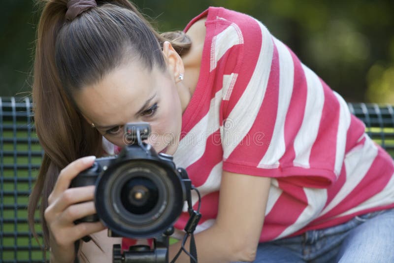 Female Photographer Making Shot Stock Image - Image of shot, equipment ...