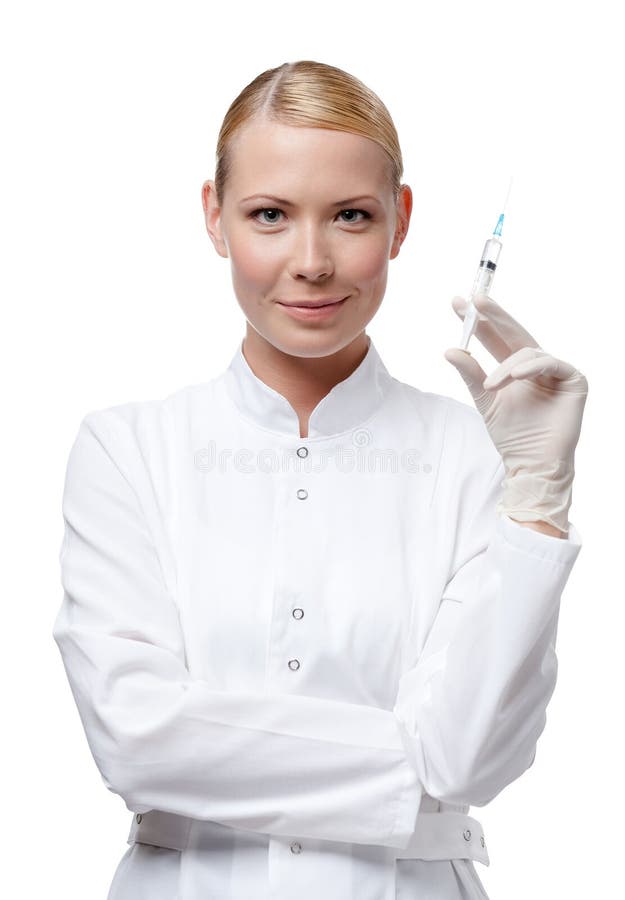 Female Physician is Ready To Make an Injection Stock Image - Image of ...