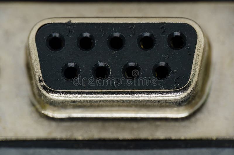 Female 9-pin Serial Port, Close Up Stock Photo - Image of connector ...