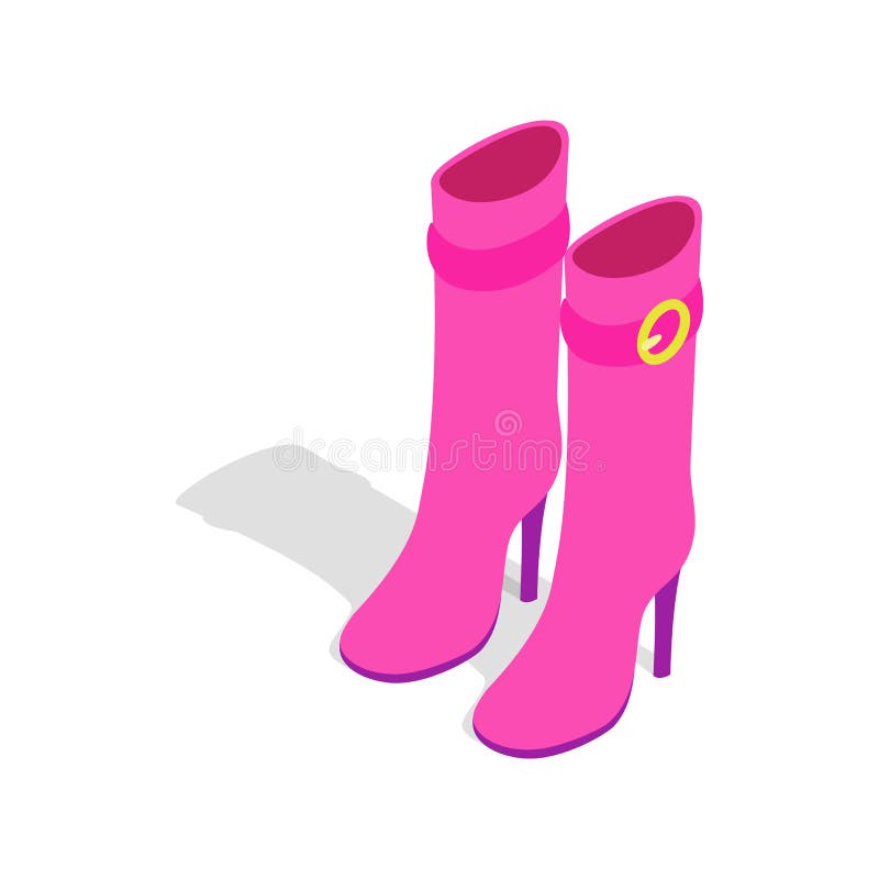 Female Pink High Boots Icon, Isometric 3d Style Stock Vector ...