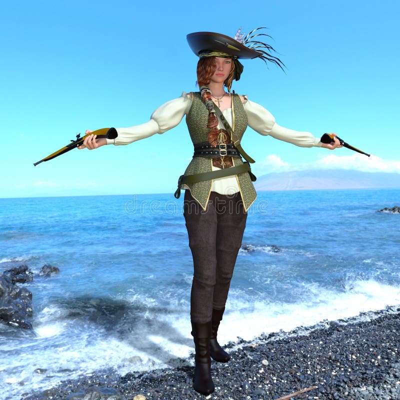 Female pirates stock photo. Image of pose, costume, weapon - 58195850