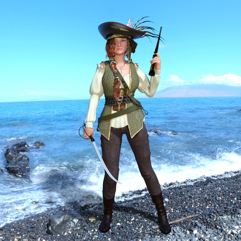 Female pirates stock image. Image of woman, pirates, costume - 58195857
