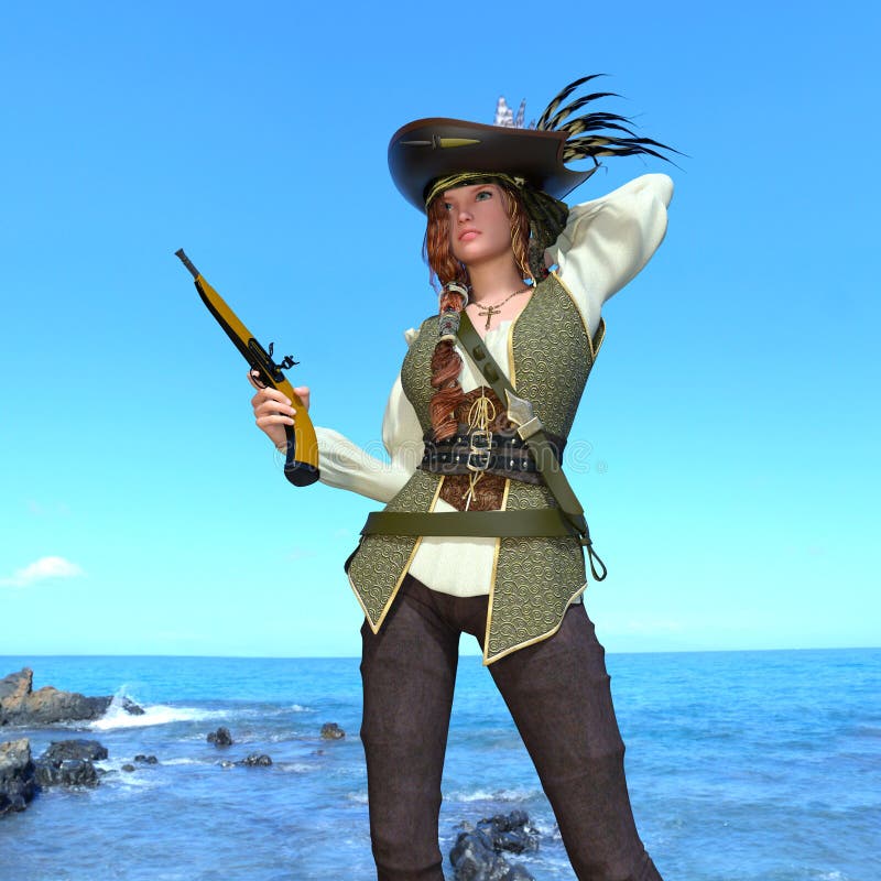 Female pirates stock image. Image of woman, pirates, costume - 58195857
