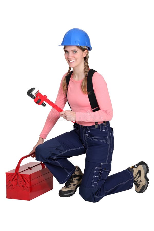 Female plumber stock image. Image of build, constructor - 29068055