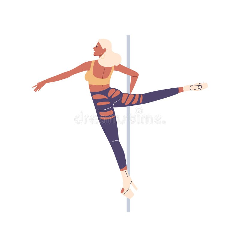 Female Pole Dancer Executing an Acrobatic Pose with Grace and Strength ...