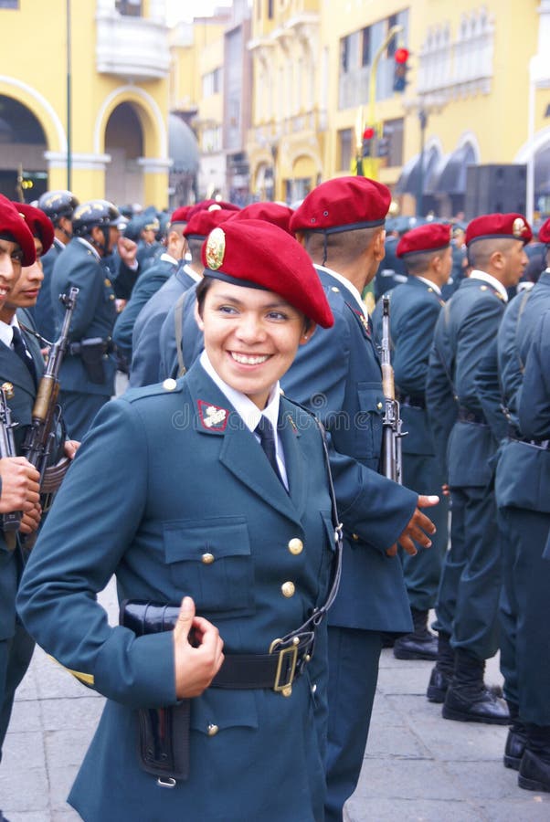 Female Police Officer in Red Beret Editorial Photo - Image of latin ...
