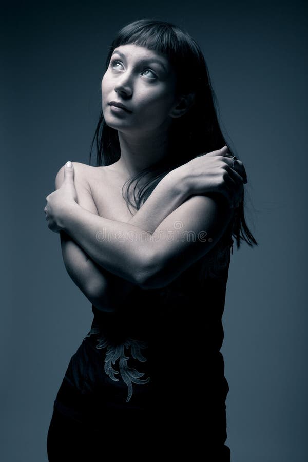 Female Portrait in Cold Tones Stock Photo - Image of cold, lashes: 5310750