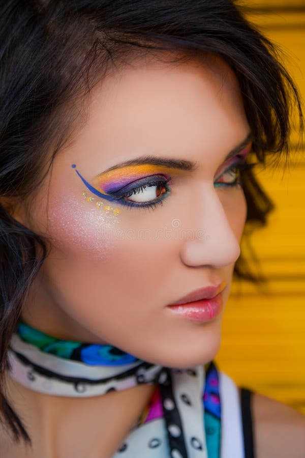 Female Portrait Colourful Makeup Stock Photo - Image of makeup ...
