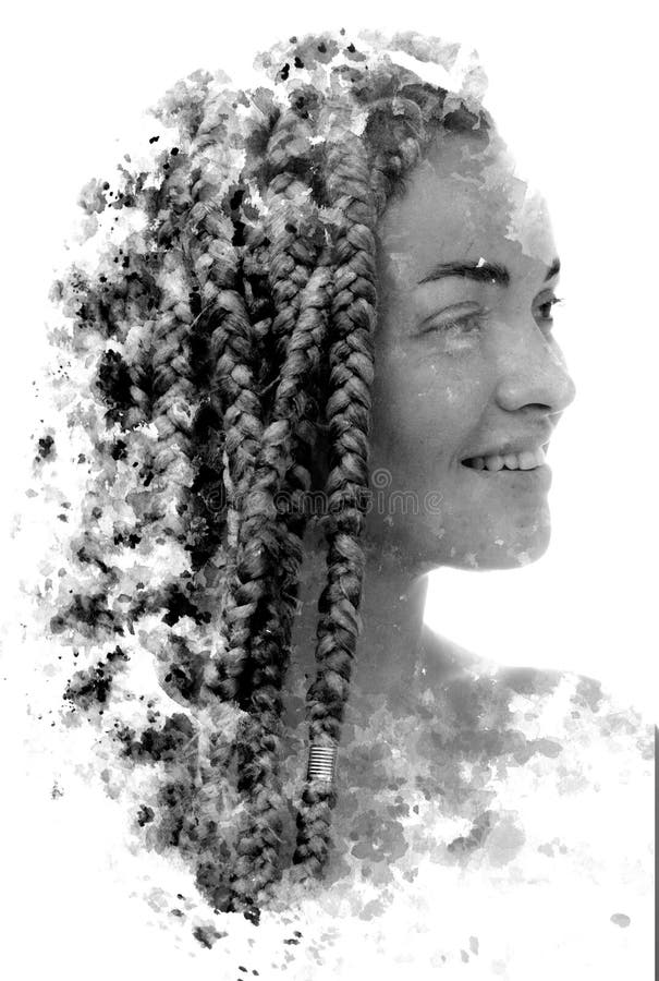 A Female Portrait Merged with Paint Stain Pattern. a Paintography Stock ...
