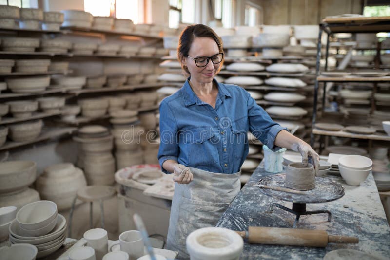 Female Potter Molding a Clay Stock Image - Image of female, craft ...