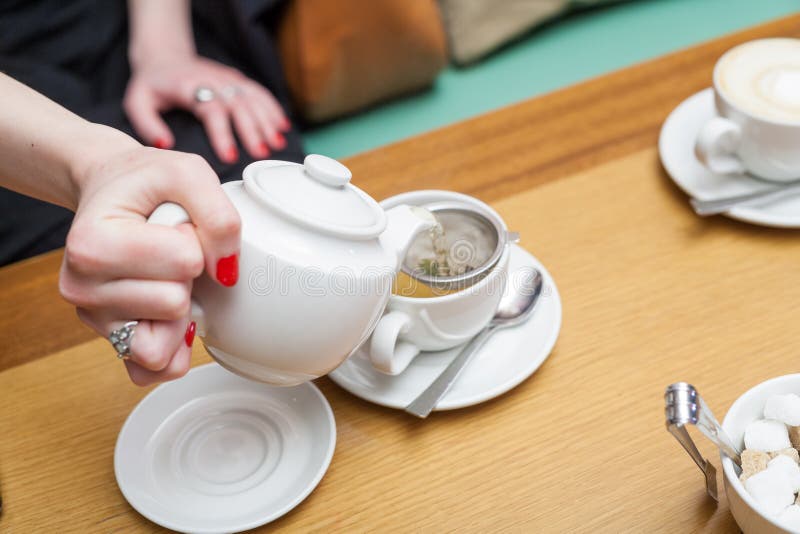 Pouring tea table stock photo. Image of cuppa, morning - 117247832