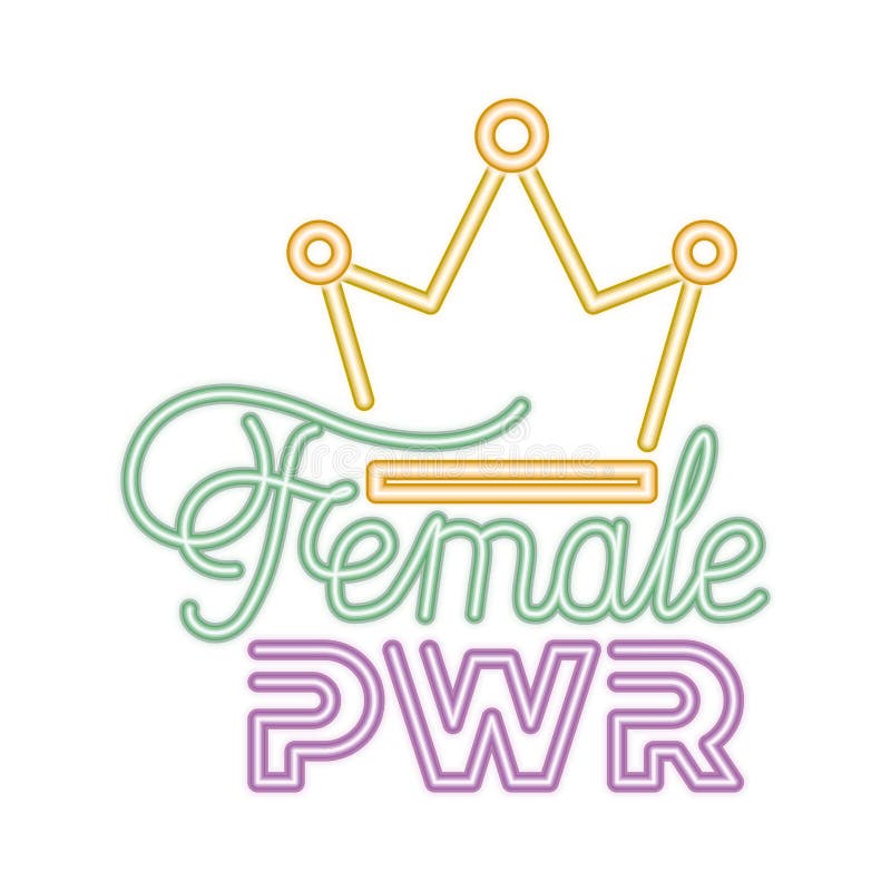 Female Power Label with Crown Icons Stock Vector - Illustration of ...