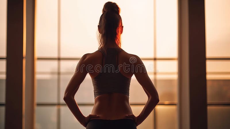 Female Practicing Yoga Back View. Generative AI Stock Illustration ...