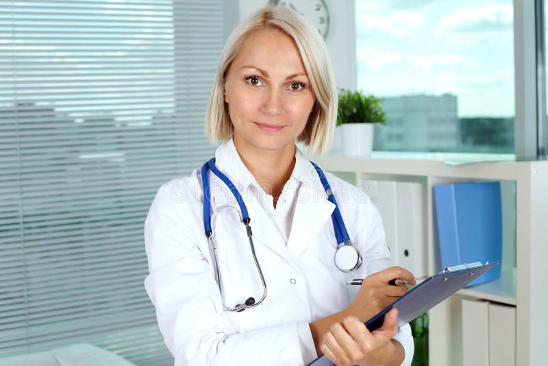 Female Practitioner Explaining Information and Diagnosis in Medical ...