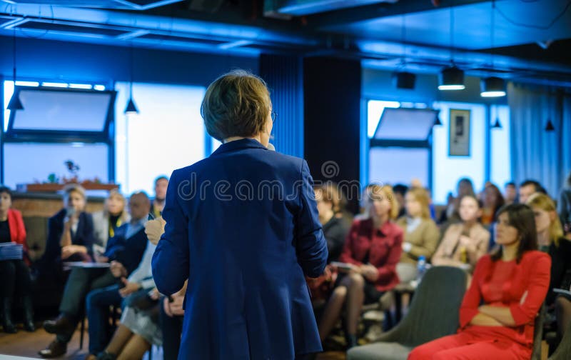 Female Presenter Speaks To Audiences Editorial Stock Image - Image of ...