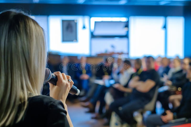Female Presenter Speaks To Audiences Editorial Photo - Image of ...