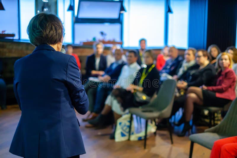 Female Presenter Speaks To Audiences Editorial Stock Image - Image of ...
