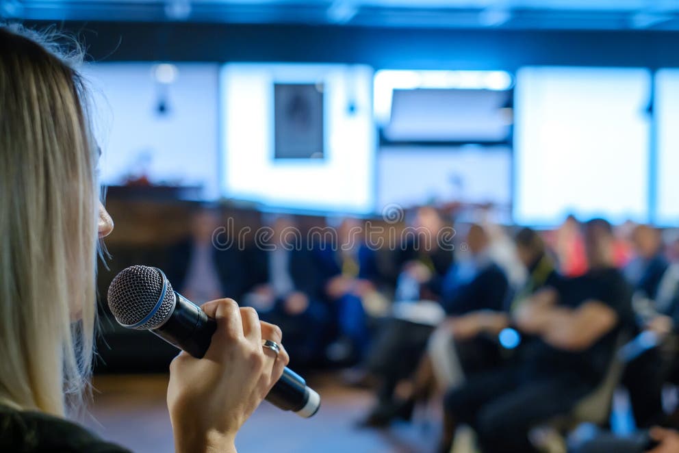 Female Presenter Speaks To Audiences Editorial Photo - Image of event ...