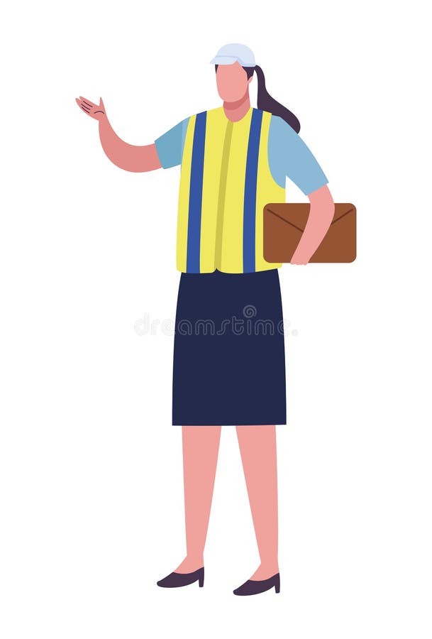 Female Production Worker with Box Stock Vector - Illustration of ...