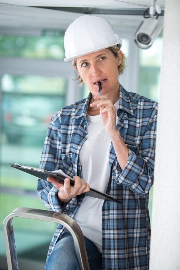 Female Professional Cctv Technician Working Stock Photo - Image of ...