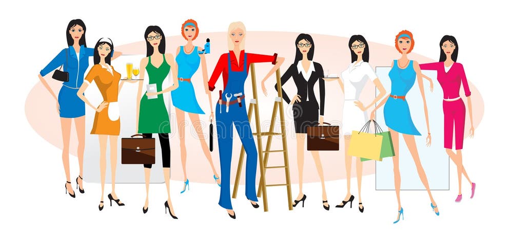 Female professions stock vector. Illustration of hand - 27867901