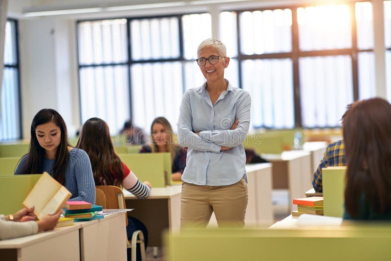 Female Professor Enjoys To Teach at the University Stock Image - Image ...