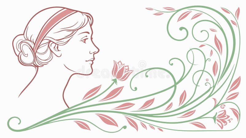 Female Profile Portrait Abstract Floral Vector, Vector Design ...