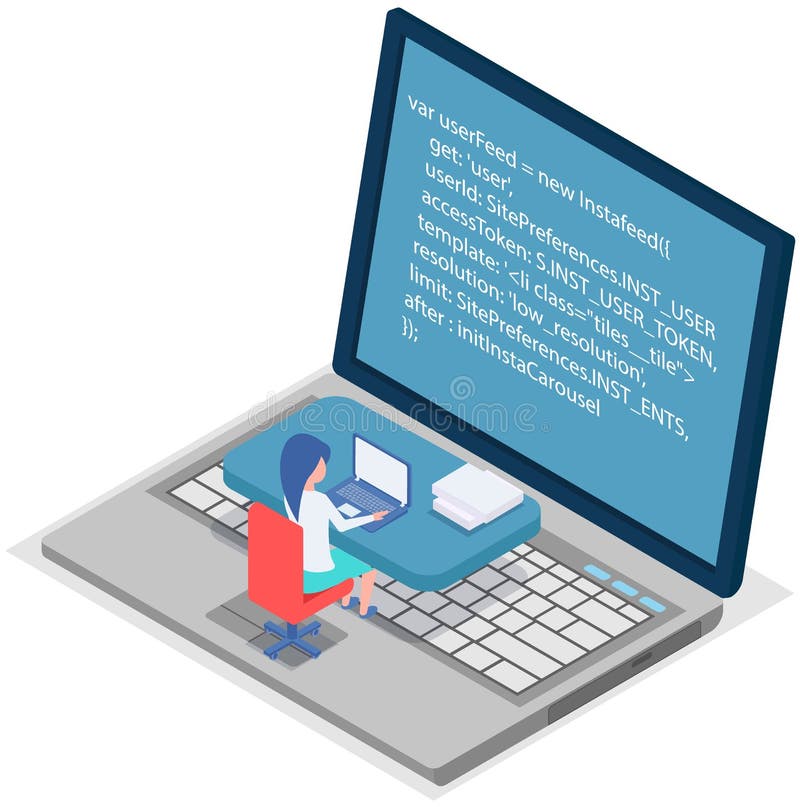 Female Programmer Coding On A Computer Stock Vector Illustration Of Developer Coder 90760617