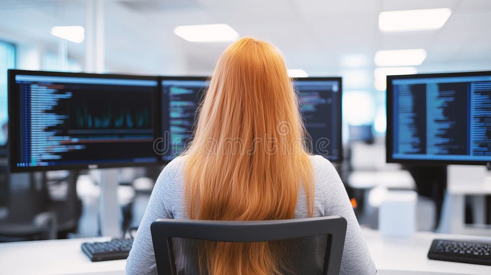 Female Computer Programmer or Software Developer, Woman Writing Program ...