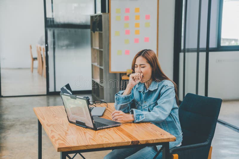 Female Programmers Are Sleepy And Exhausted After Working And Planning To Work On Programming