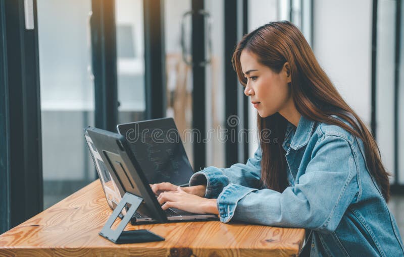 Female Programmers Are Thinking And Planning To Work On Programming Software Coding And Web
