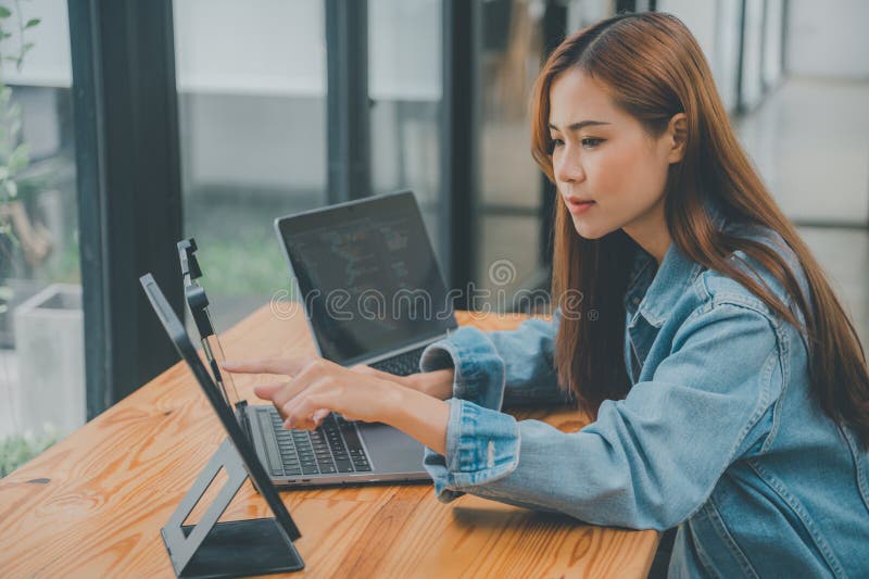 Female Programmers Are Thinking And Planning To Work On Programming Software Coding And Web