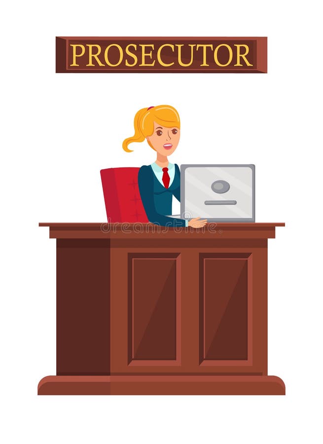 Female Prosecutor at Work Flat Vector Illustration Stock Vector ...