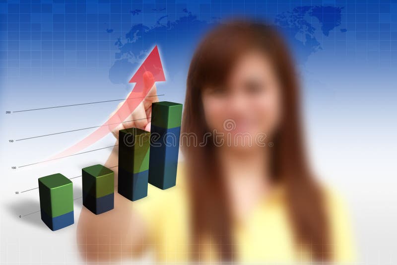 Female pushing graph stock photo. Image of increase, collage - 22188676