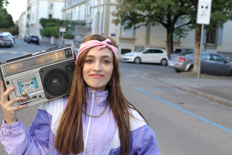 Female rapper in the city stock image. Image of bandana - 285739761