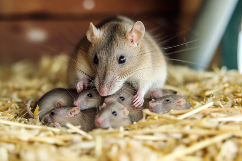 Female Rat Nursing a Litter of Pups Stock Image - Image of motherhood ...