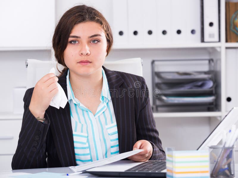 Female is Reading Documents about the Transaction Stock Image - Image ...
