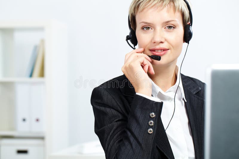 Female receptionist stock image. Image of beautiful, call - 24237307