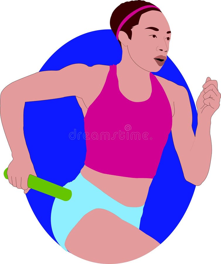 Female Relay Runner Vector Illustration Stock Vector - Illustration of ...
