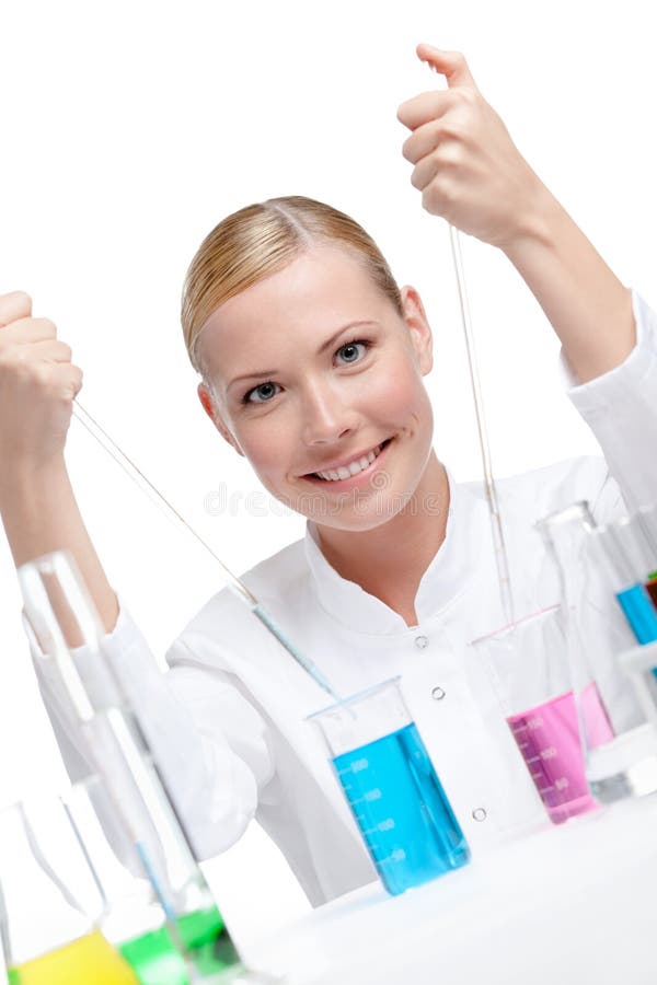 Female researcher stock photo. Image of blonde, flask - 26102690