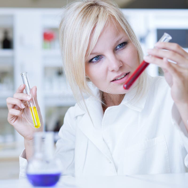 Female Researcher in a Chemistry Lab Stock Image - Image of female ...