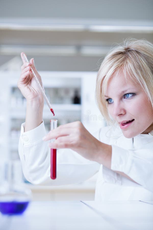 Female Researcher in a Chemistry Lab Stock Image - Image of portrait ...