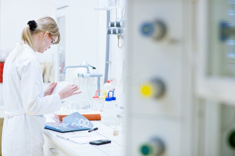 Female Researcher in a Chemistry Lab Stock Image - Image of look ...