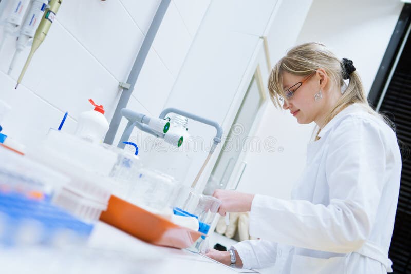 Female Researcher in a Chemistry Lab Stock Image - Image of biology ...