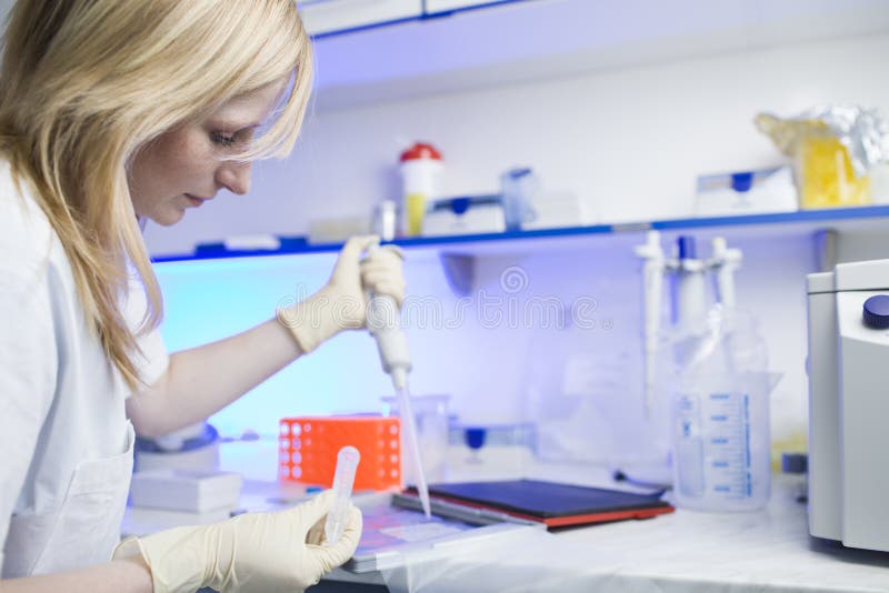 Female Researcher Doing Research in a Lab Stock Image - Image of ...
