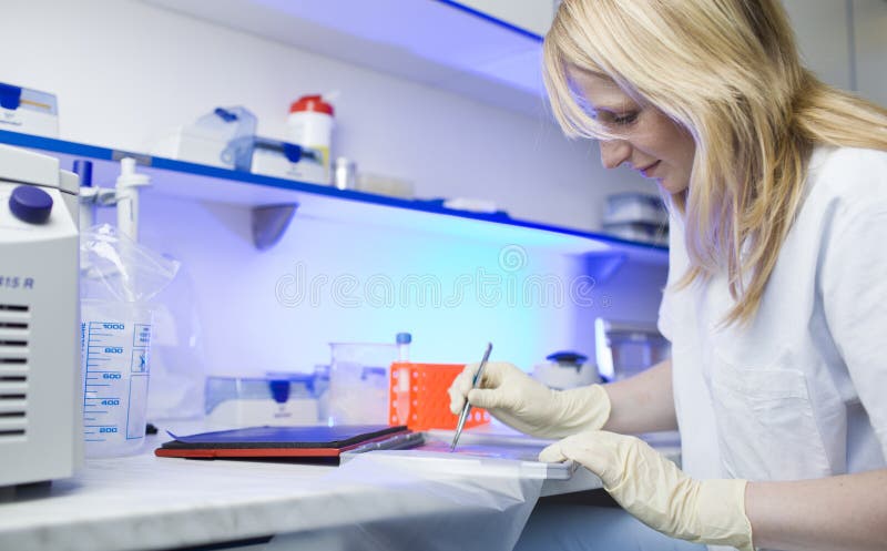 Female Scientist in a Quantum Optics Lab Stock Image - Image of glasses ...
