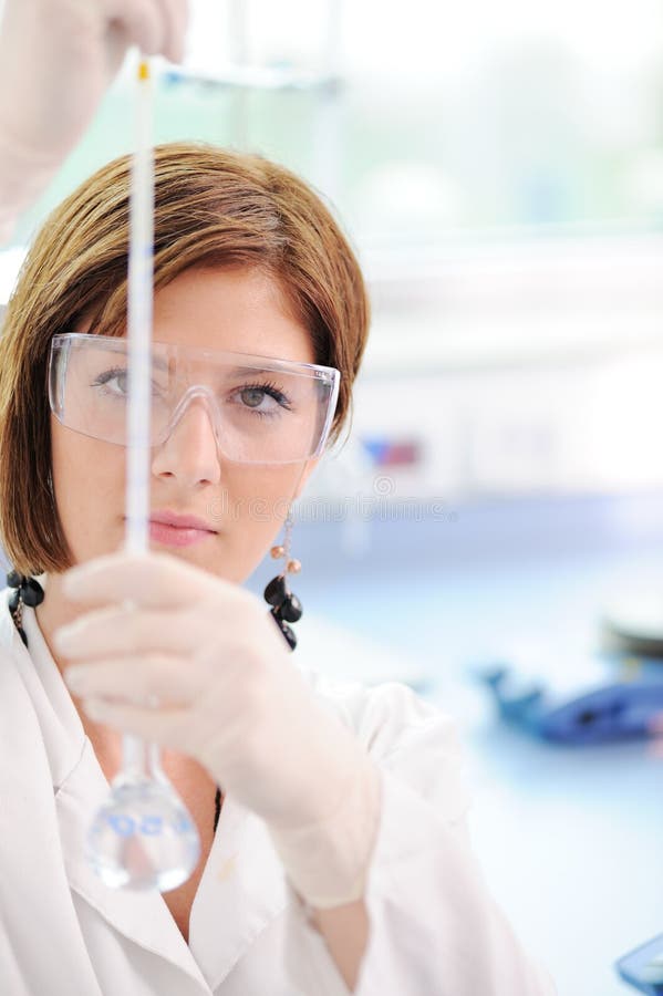 Female Researcher in Laboratory Stock Photo - Image of analyzing ...
